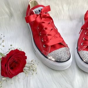 Converse | Shoes | Womens Custom Red Swarovski Bling Converse | Poshmark